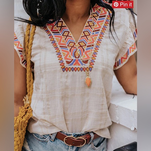 THML | Tops | Thml Ruffle Sleeve 0 Cotton Shirt | Poshmark